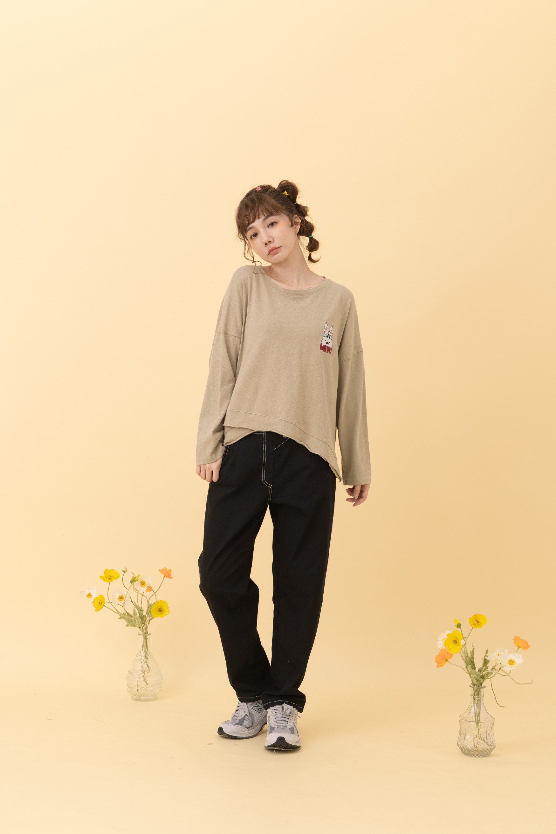 【maru.a】mitu刺繡不收邊上衣(3色)-深綠24341231