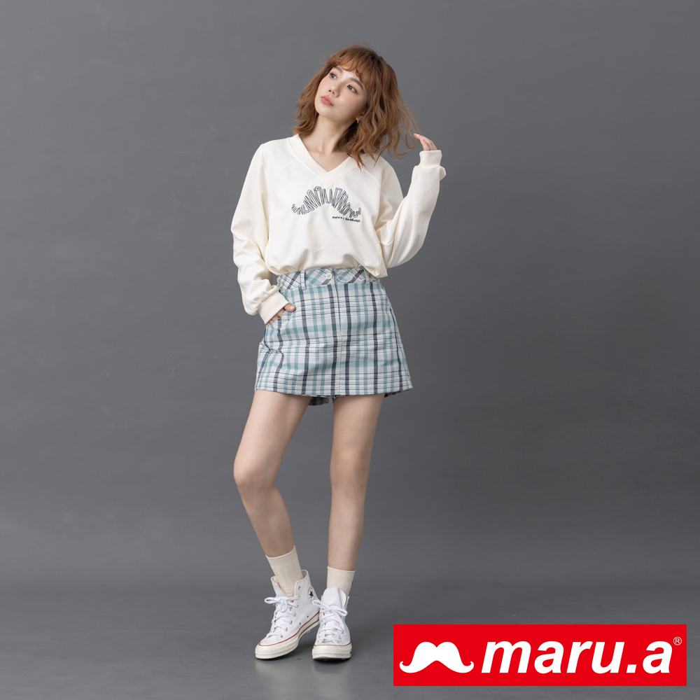 【maru.a】貓咪小清新🌼亮色格紋貓咪刺繡造型褲裙(2色)-淺綠 23925115