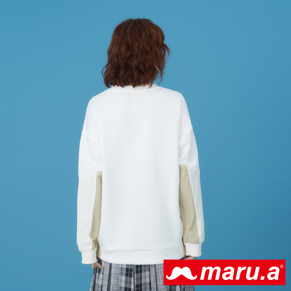 【maru.a】星夜流沙🌛拼接撞色太空棉造型上衣(2色)-白色 23311311