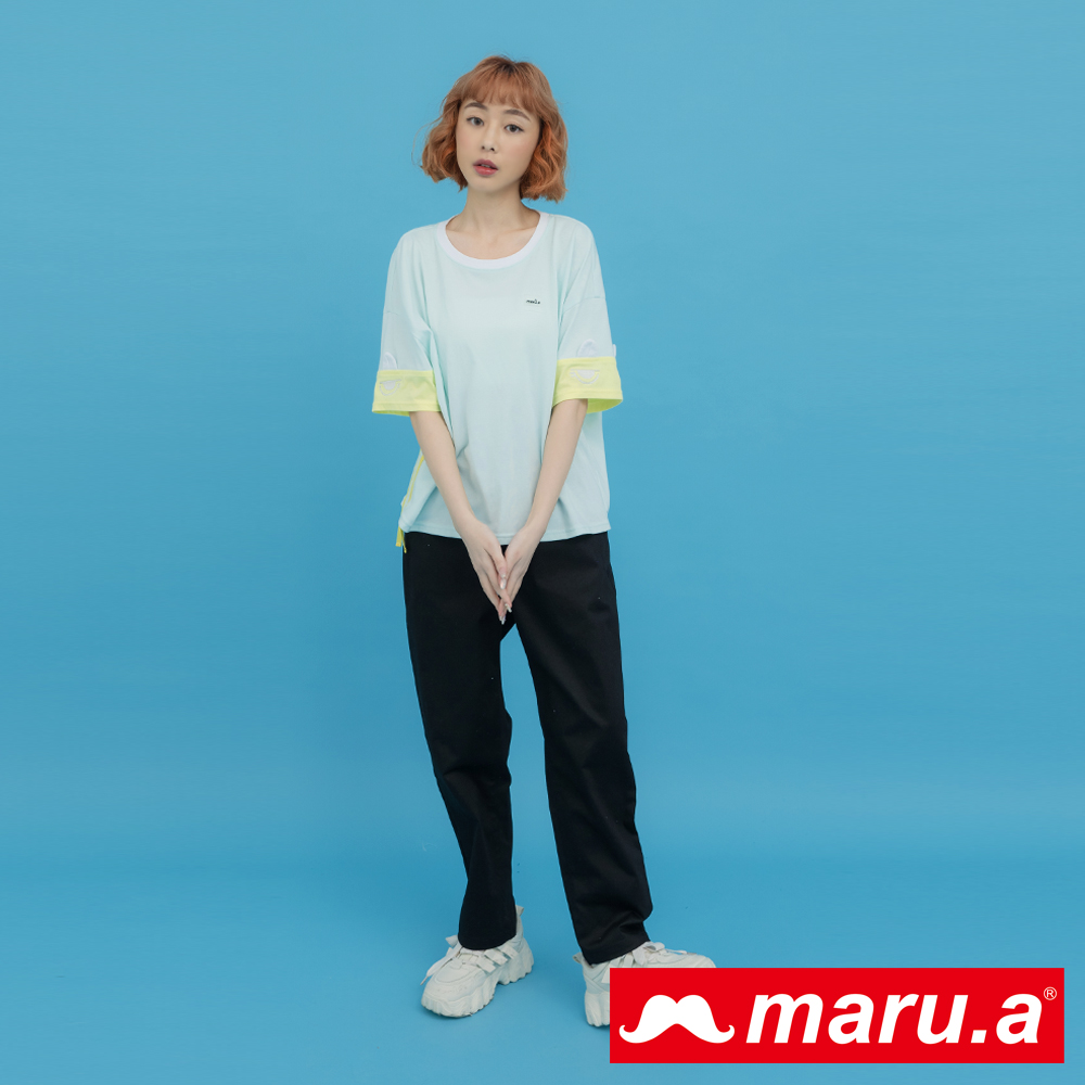 【maru.a】冰淇淋miru🍨造型手袖撞色織帶造型上衣(2色)-淺綠 23321231