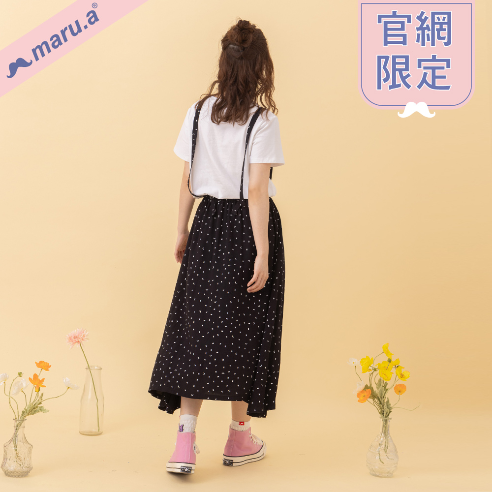 【maru.a】官網限定-復古淑女滿版字母假兩件吊帶洋裝👗(1色)-白色 24387111