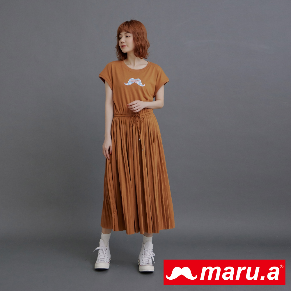 【maru.a】命定女主角👒雲朵飄飄細百褶綁結長洋(2色)-咖啡 23937111