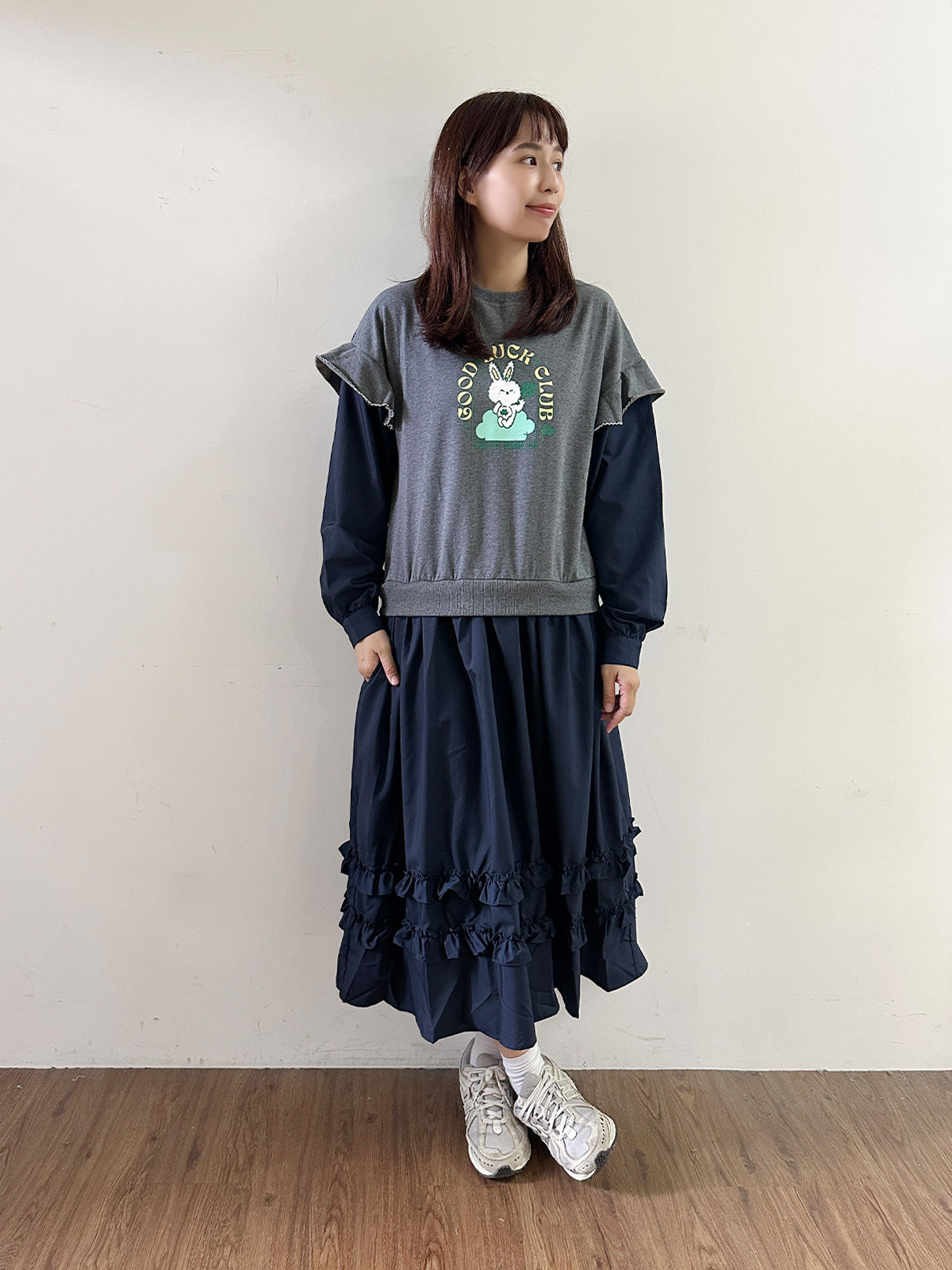 甜美氣質拼接造型連身洋裝