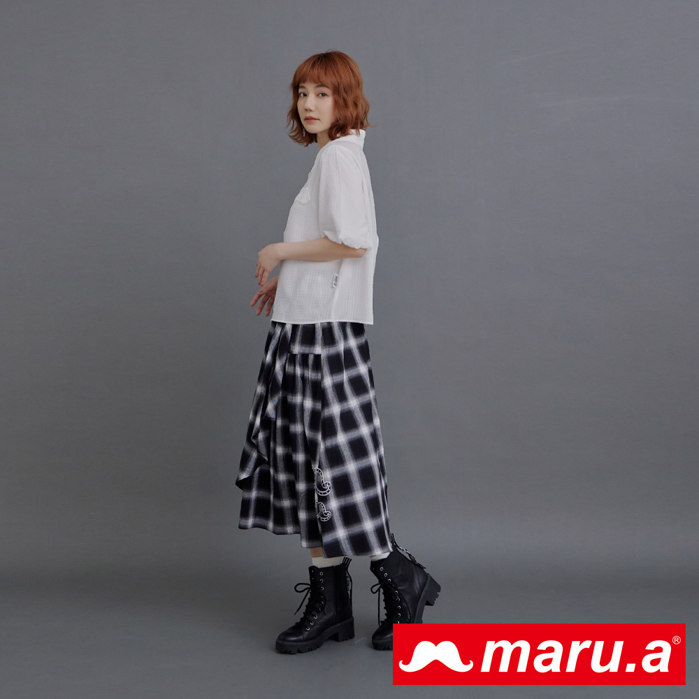 【maru.a】黑白優雅女子🖤泡泡感蓬袖造型尖領襯衫(2色)-白色 23913111