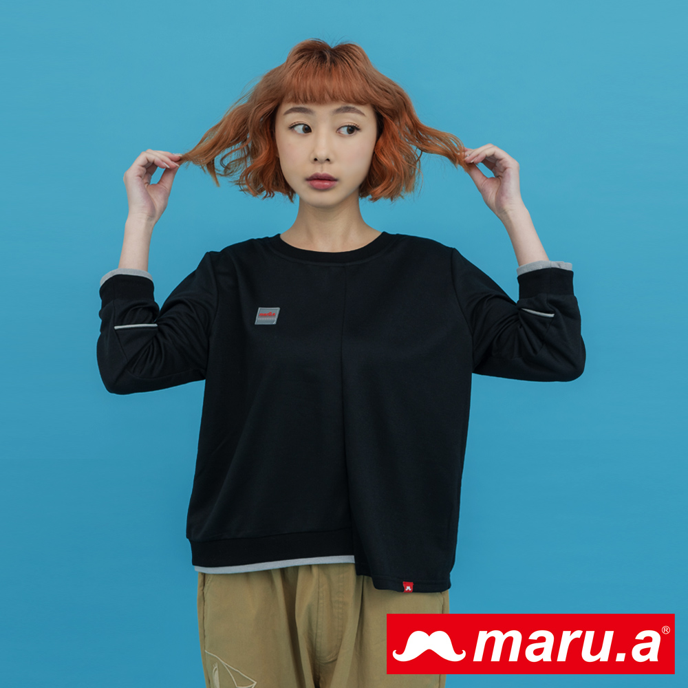 【maru.a】黑白主義🖤撞色線條分明不規則剪裁上衣(2色)-黑色 23321223