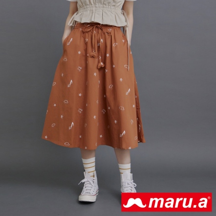 【maru.a】英式小龐克🎵手繪音符印花立體鬍子圓裙(2色)-咖啡 23936211