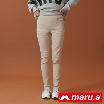 【maru.a】香草拿鐵☕小鬍子精靈超彈力窄管褲(2色)-卡其 22915219