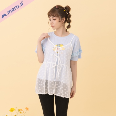 【maru.a】🌸日系花朵緹花細肩綁結背心(2色)-白色 24343115