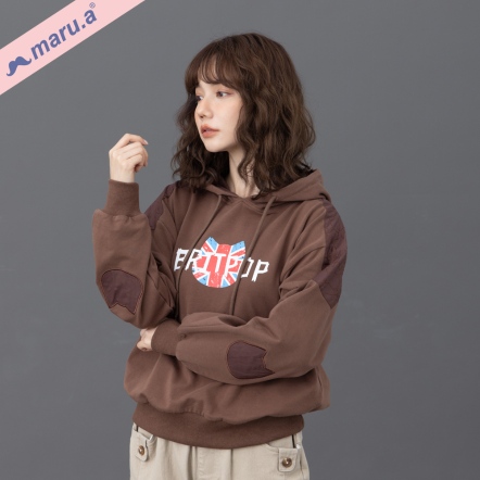 【maru.a】英倫搖滾🎸特殊鬍子拼接配布連帽上衣(3色)-咖啡 23921227